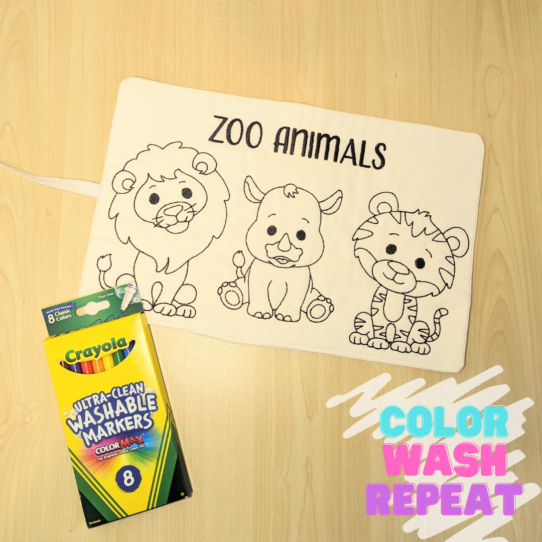Zoo Animals Coloring Activity Mat – Leluna Star